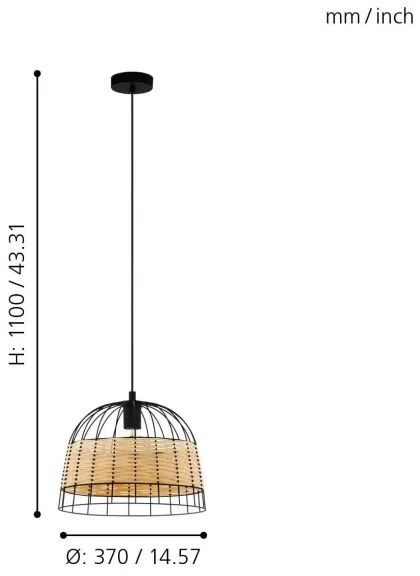 Eglo 55709 - Lustr na lanku ANWICK 1xE27/40W/230V ratan