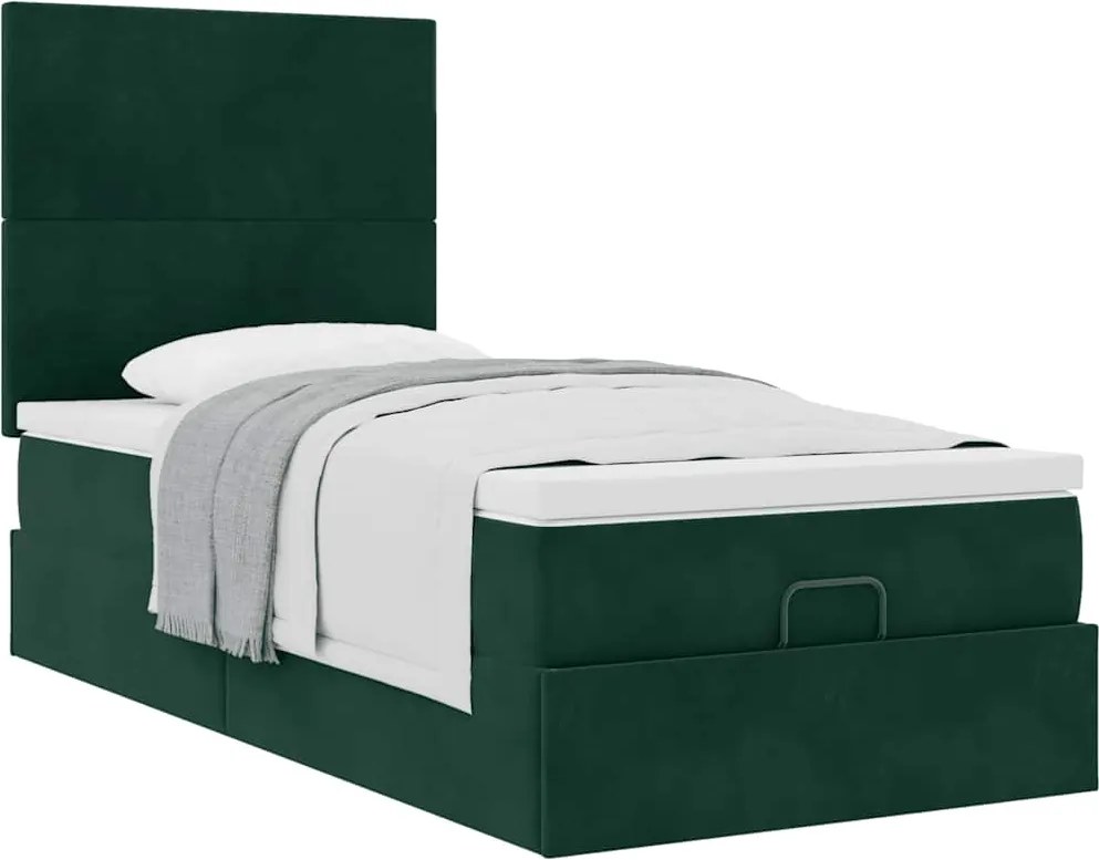 Osmanský rám postele s matracemi tmavě šedá 90x200cm samet 3313376