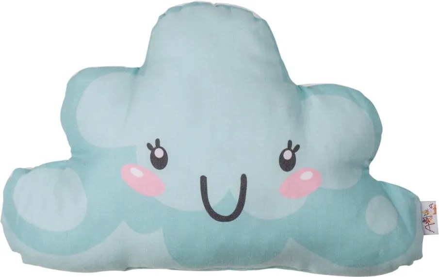 Tyrkysový dětský polštářek s příměsí bavlny Mike & Co. NEW YORK Pillow Toy Hurro, 21 x 40 cm