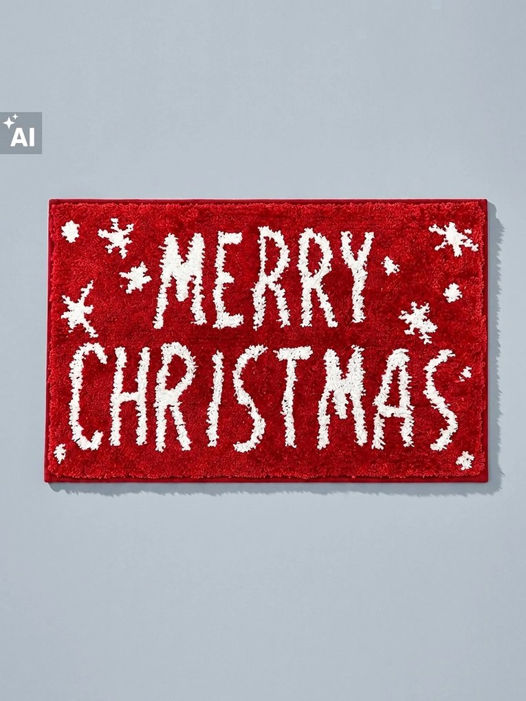 Sinsay - Vánoční koupelnová předložka s nápisem Merry Christmas - červená
