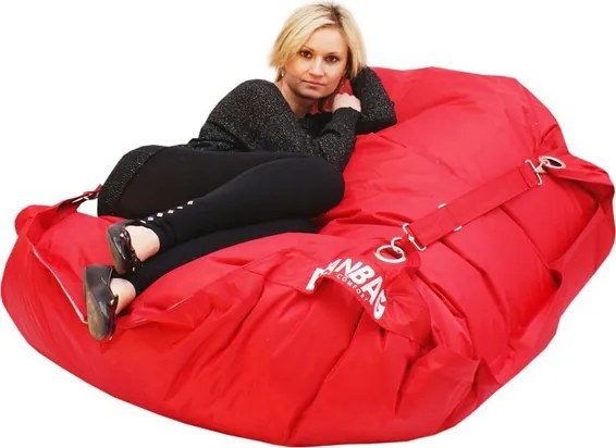 BeanBag Sedací pytel 189x140 comfort s popruhy scarlet rose