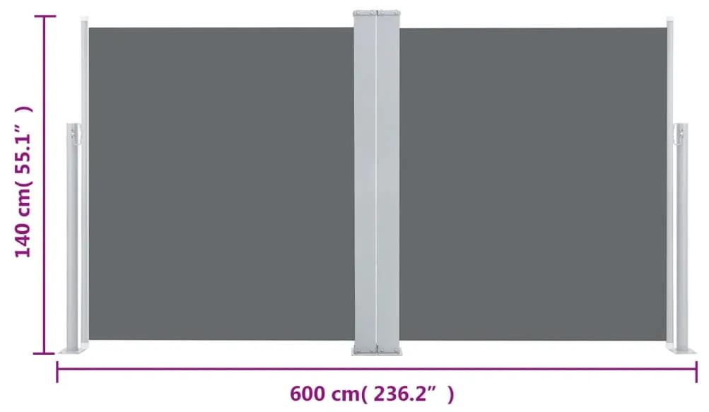 vidaXL Zatahovací boční markýza / zástěna antracitová 140 x 600 cm