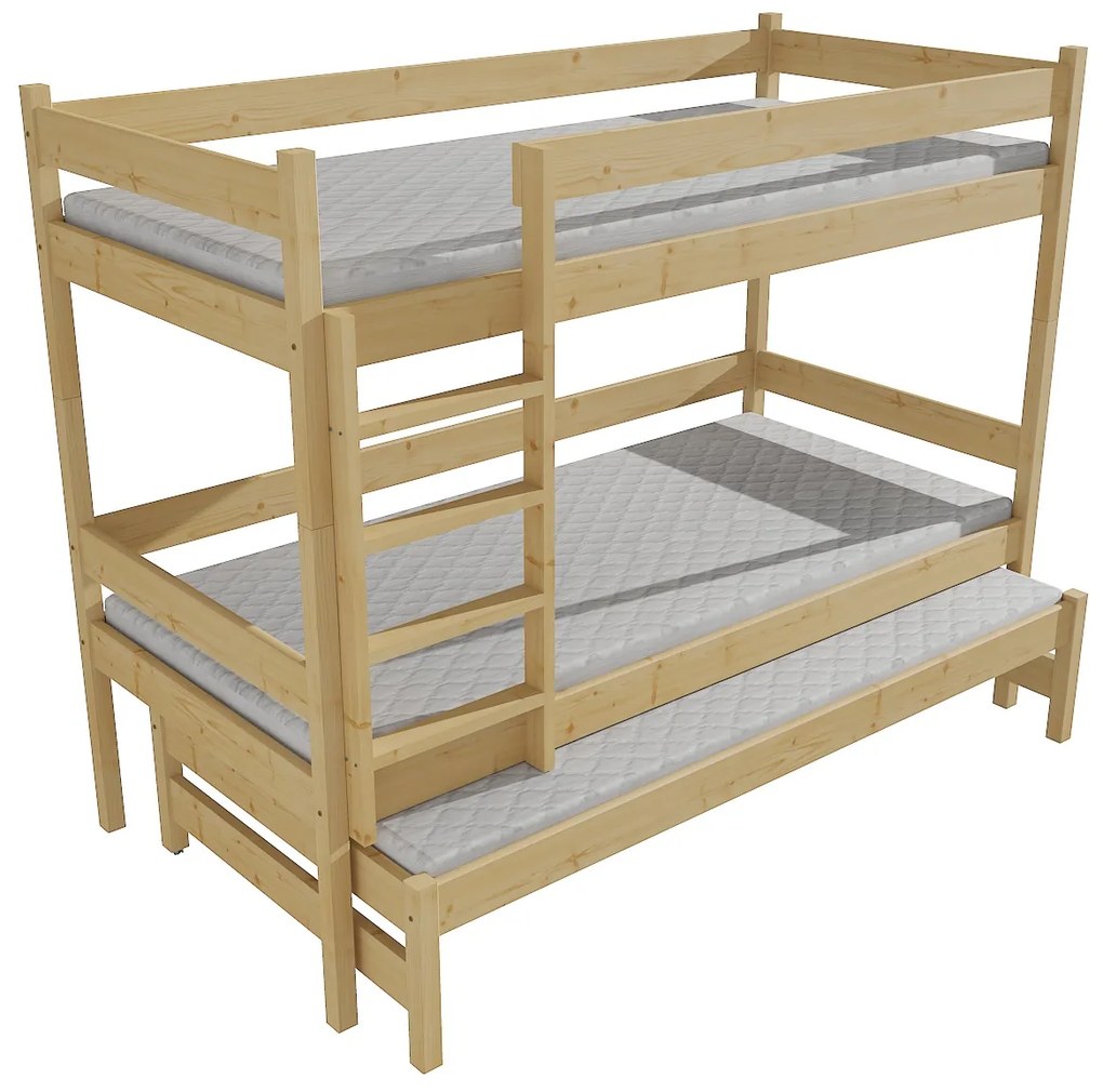 Vomaks Patrová postel s výsuvnou přistýlkou PPV 013 Rozměr: 80 x 200 cm, Barva: moření olše, Prostor mezi lůžky: 80 cm