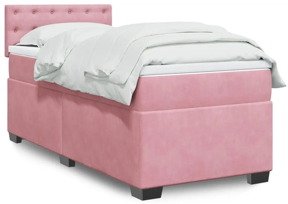 Box spring postel s matrací růžová 100x200 cm samet 3288551