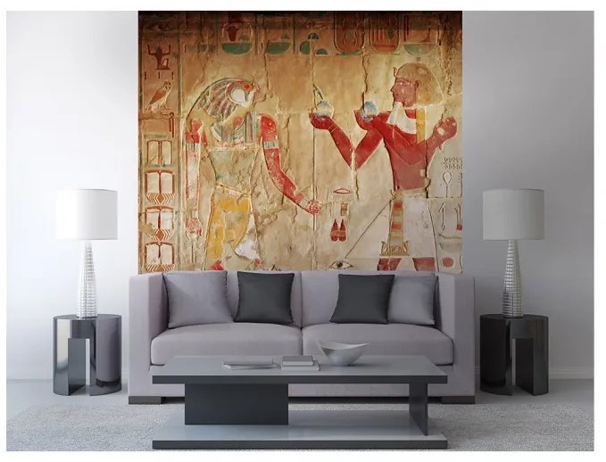DIMEX | Vliesová fototapeta na zeď Egyptská malba MS-3-0052 | 225 x 250 cm | béžová, červená