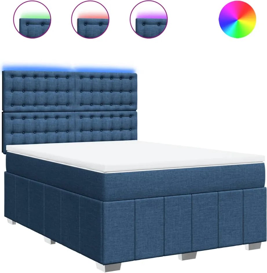 Box spring postel s matrací modrá 140x200 cm textil 3294011