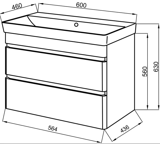 Lavedo Vivace Air Black 60 koupelnová skříňka s černým umyvadlem