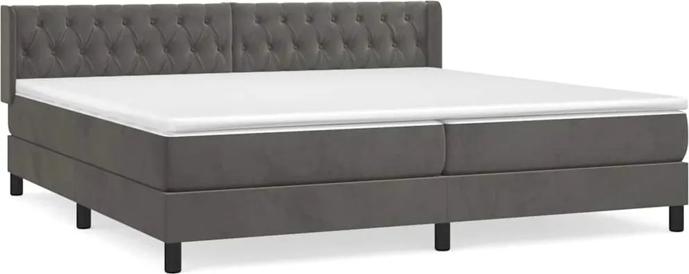 Box spring postel s matrací tmavě šedá 200x200 cm samet 3131160