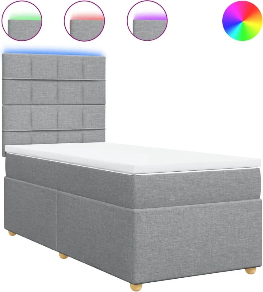 Box spring postel s matrací světle šedý 100 x 200 cm textil 3293491