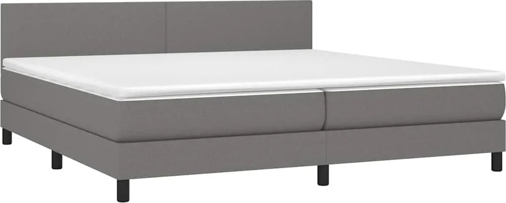 Box spring postel s matrací a LED tmavě šedá 200x200 cm textil 3133022