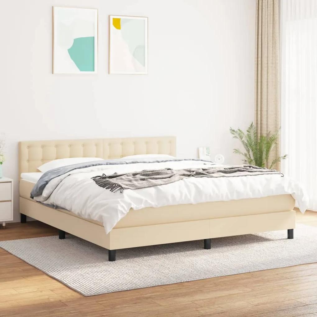 Box spring postel s matrací krémová 180x200 cm textil,  3140398