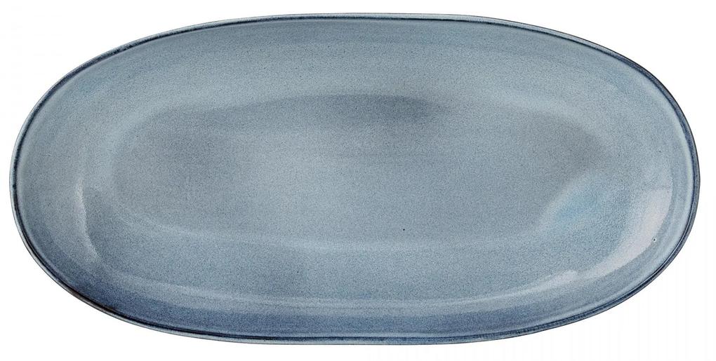 Bloomingville Oválný servírovací talíř Sandrine Blue 34 cm, modrá barva, keramika
