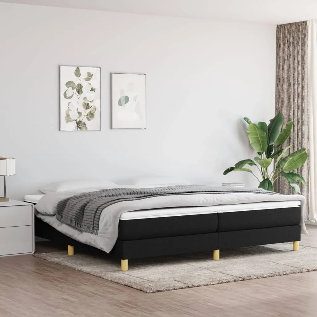 Box spring postel s matrací černá 200x200 cm textil 3144201