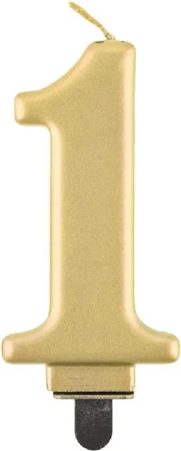 GoDan - svíčka dortová číslice 1, metalická, zlatá 8cm