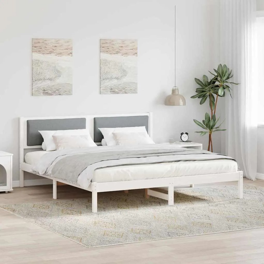 Rám postele Světle šedá 200 x 200 cm Masivní borové dřevo 3394232