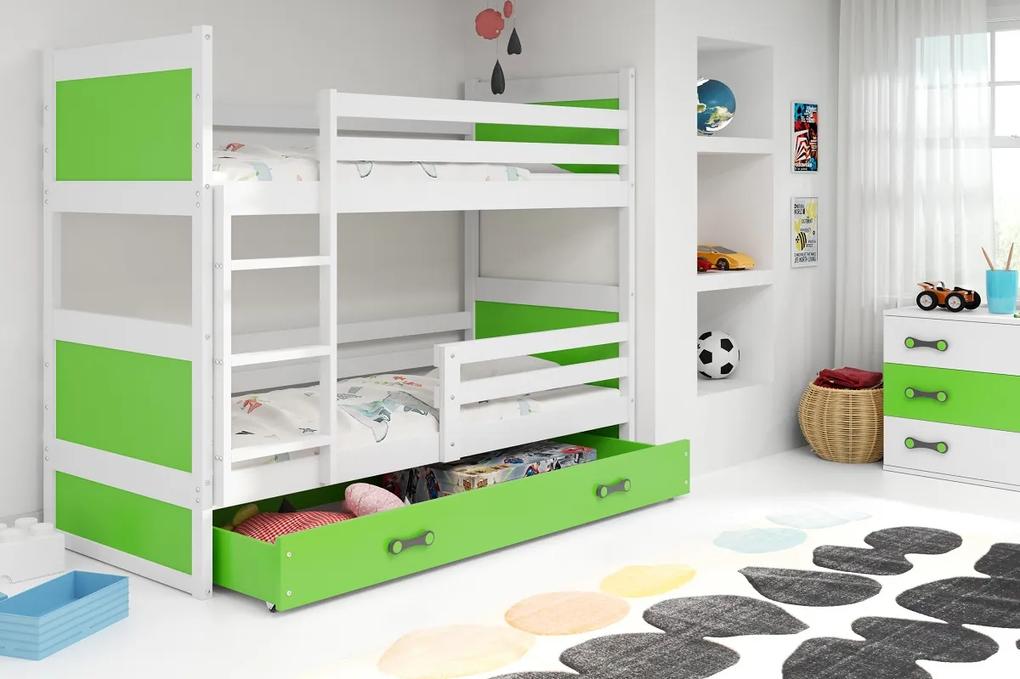 BMS Group Dětská patrová postel s úložným prostorem RICO bílá Velikost postele: 160x80 cm, Barva šuplíku: Grafit