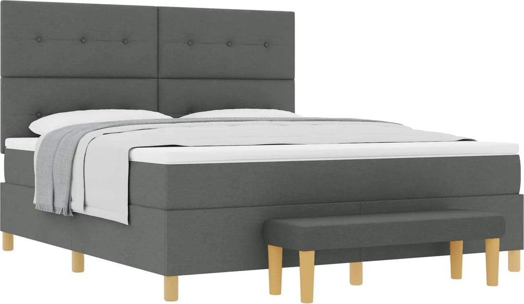 Postel s boxspringem s čelo Tmavě šedá 200 x 180 cm textil 3344318
