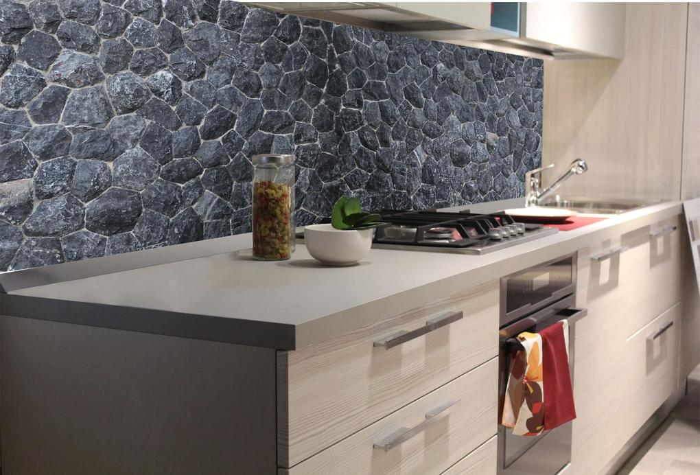 DIMEX | Fototapeta do kuchyně Černá kamenná zeď KI-180-252 | 180 x 60 cm | černá, šedá