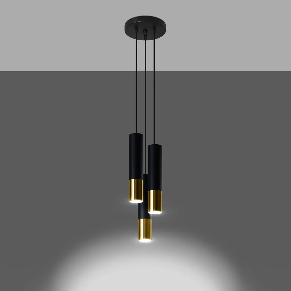 Sollux Lighting Závěsné svítidlo LOOPEZ 3P černé/zlaté