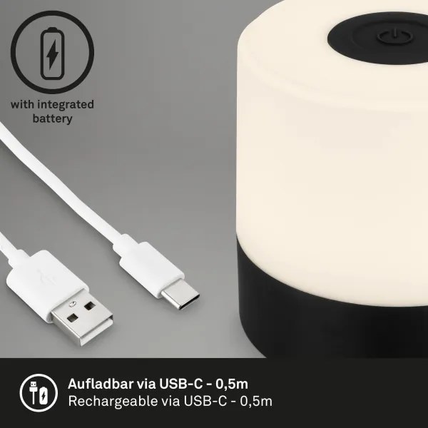 Briloner - LED Stm nab dotyková venkovní stolní lampa LED/2W/5V 2700K IP44 černá