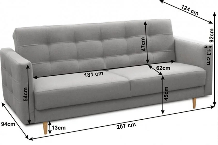 Tempo Kondela Rozkládací sedací souprava AMEDIA 3+1+1 s úložným prostorem, látka šedá