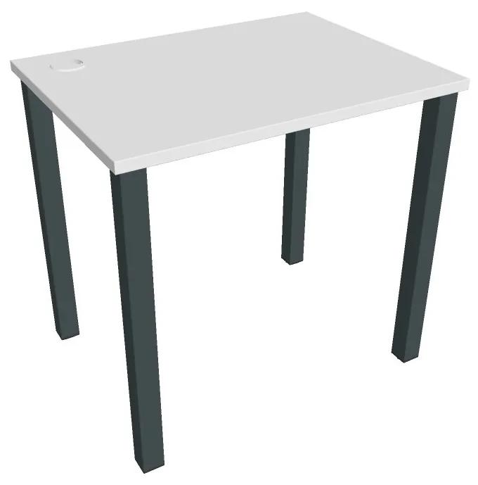 Stůl pracovní rovný 80 cm hl. 60 cm - Hobis Uni UE 800 Dekor stolové desky: bílá, Barva nohou: černá