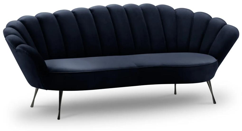 Interieurs 86 Sametová sedačka Varenne, námořnická modrá, černé nohy