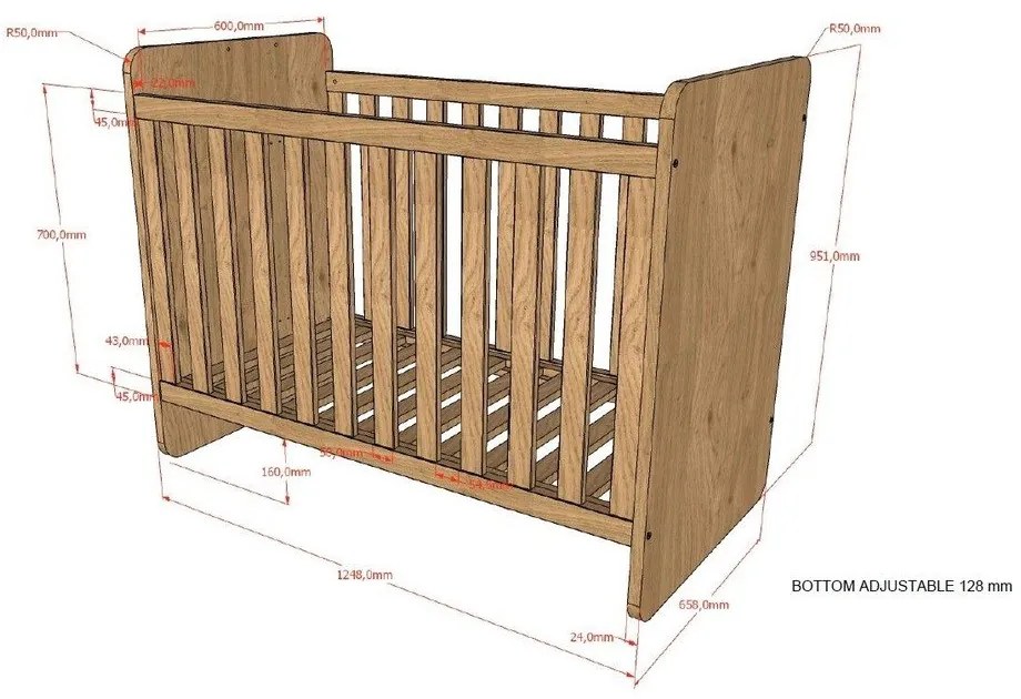 Postýlka v přírodní barvě 60x120 cm Sam – Vipack