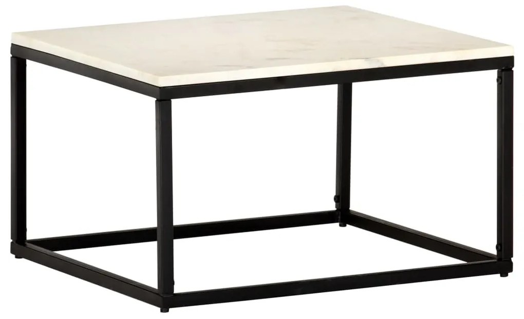 Konferenční stolek bílý 60x60x35 cm pravý kámen mramorový vzor - Default Title