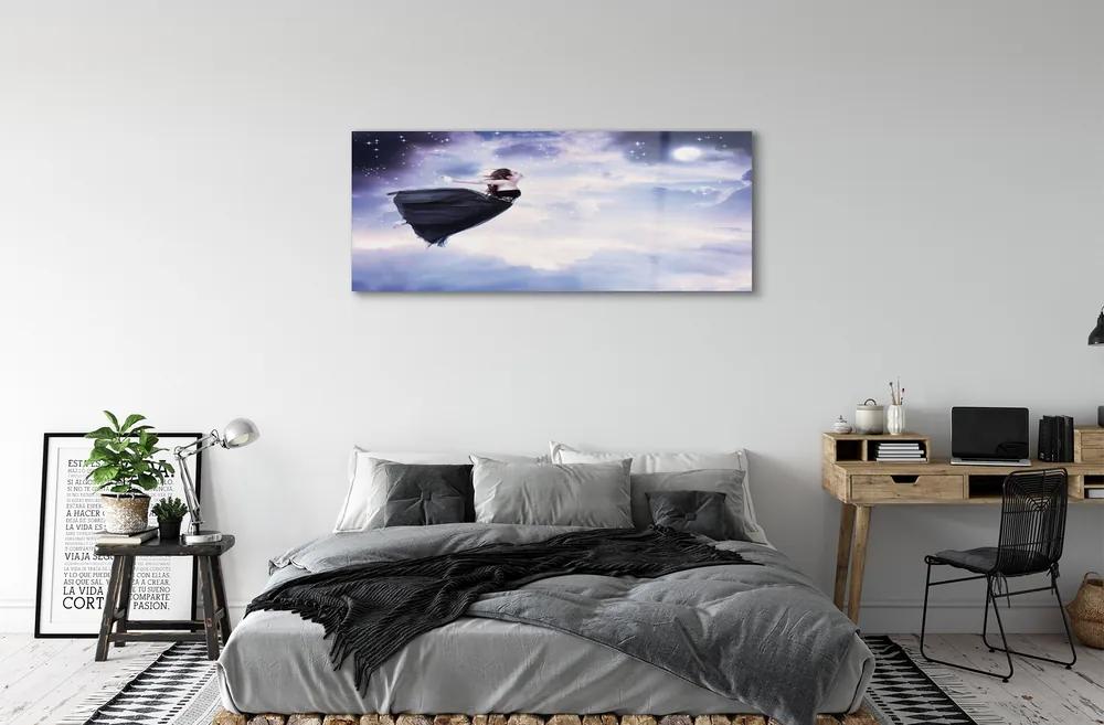 akrylový obraz Víla nebe mraky půlměsíc 120x60 cm
