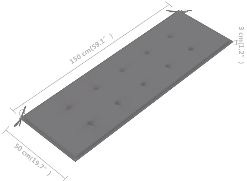 vidaXL 3místná zahradní lavice s poduškou 150 cm masivní eukalyptus