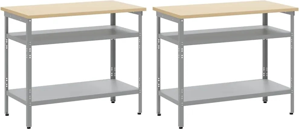 Sada pracovního stolu 2 ks Beige a šedá Práškově lakovaná ocel 3321390