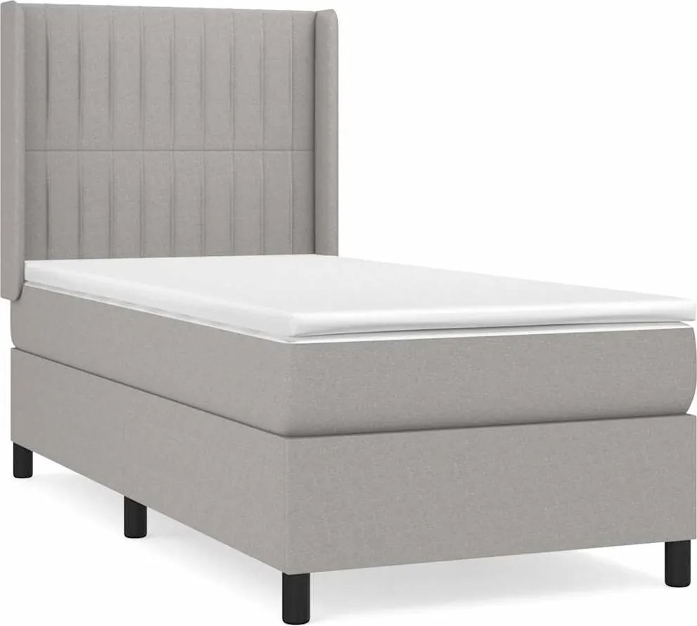 Box spring postel s matrací světle šedá 90x190 cm textil 3131553