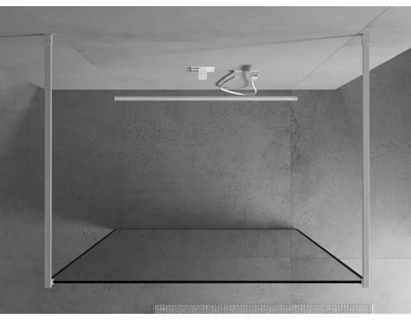 Mexen Kioto volně stojící sprchová zástěna 130 x 200 cm, Průhledné/Černý vzor 8 mm, Bílá - 800-130-002-20-70