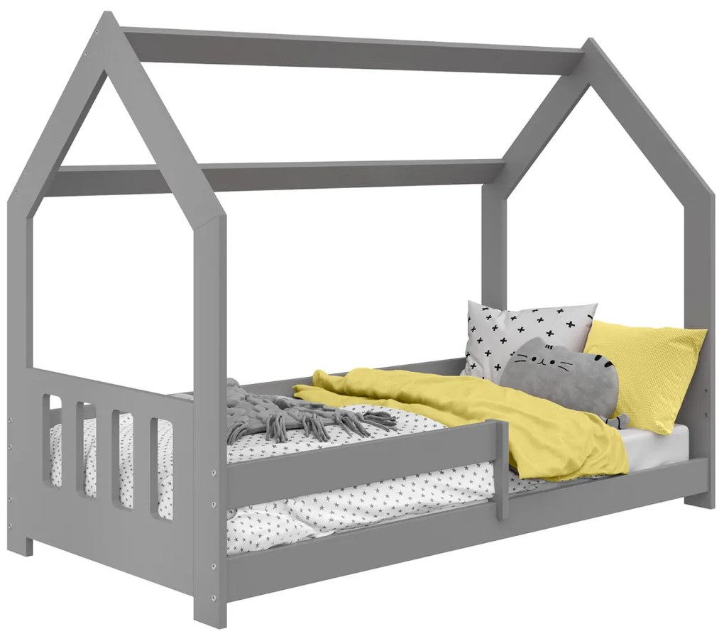 AMI nábytek Dětská postel DOMEČEK D5C 160 x 80 cm masiv šedá