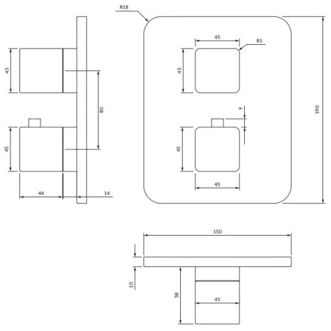 Omnires PARMA PM7436GR Vanová/sprchová termostatická baterie, grafit - Omnires