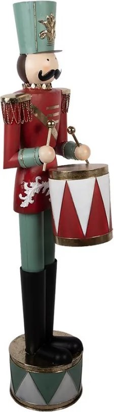 Kovová dekorace Louskáček Nutcracker s bubínkem - 33*33*121 cm