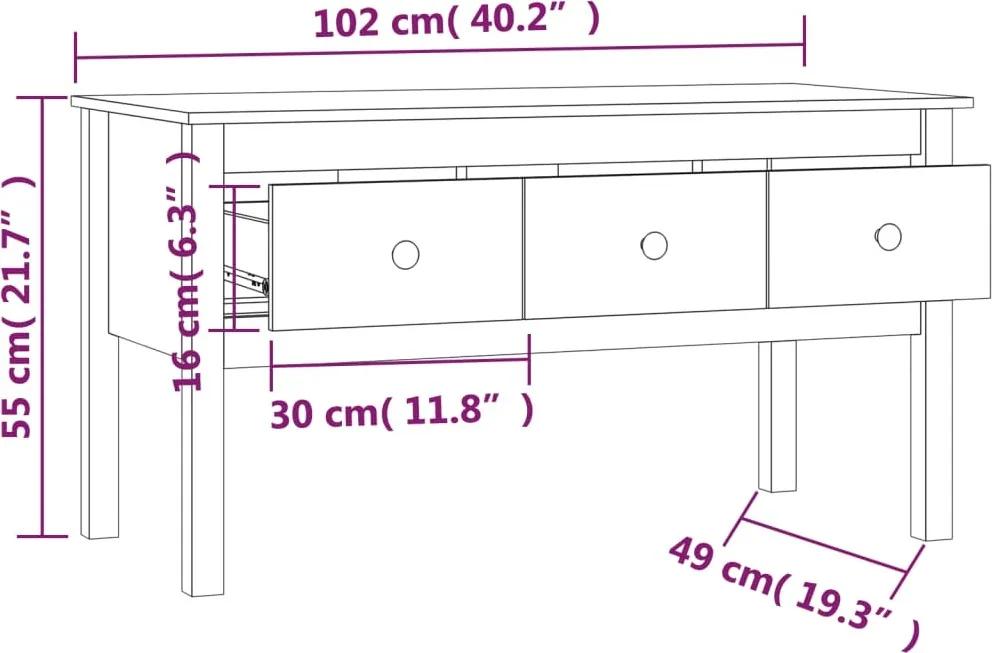 vidaXL Konferenční stolek 102 x 49 x 55 cm masivní borové dřevo [820945] Barva: Šedá