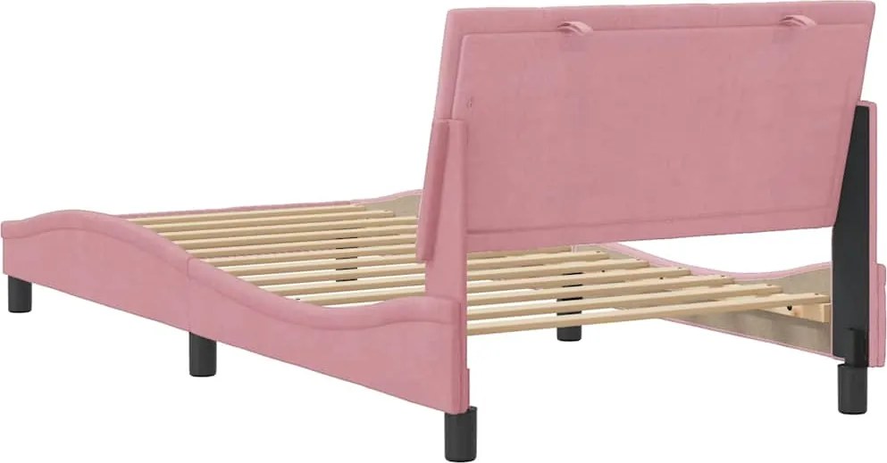 Rám postele bez matrace Hanko růžový 100x200 cm samet 3207836