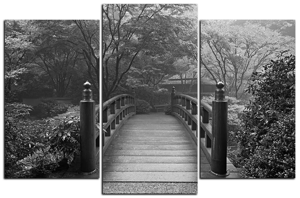 Obraz na plátně - Dřevěný most v podzimní zahradě 1186QC (120x80 cm)