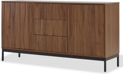 Aosom Komoda se 3 zásuvkami, dekorativní skříň ve stylu Mid Century Modern do kuchyně, obývacího pokoje, 150 x 40 x 80 cm, Hnědá