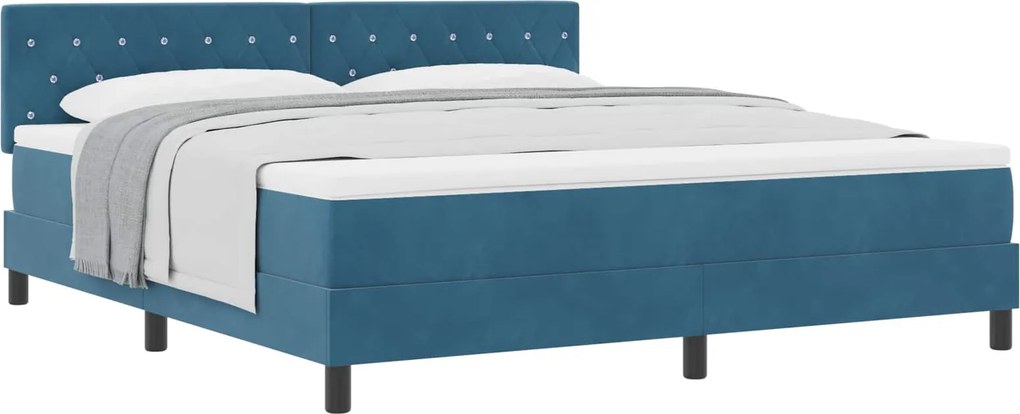 Postel s boxspringem s matrací Tmavě modrá 180 x 200 cm samet 3339126