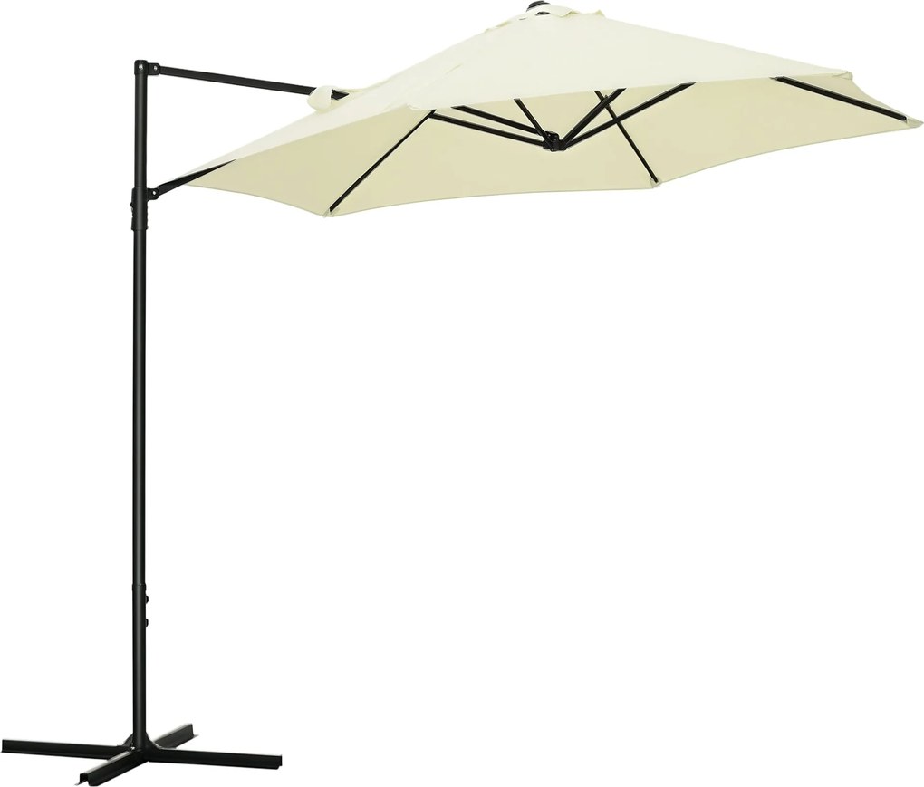 Outsunny Ø256x245 cm Zahradní Slunečník Offset Parasol s Ručním Otočením 360° a Křížovou Základnou pro Terasu a Zahradu | Aosom