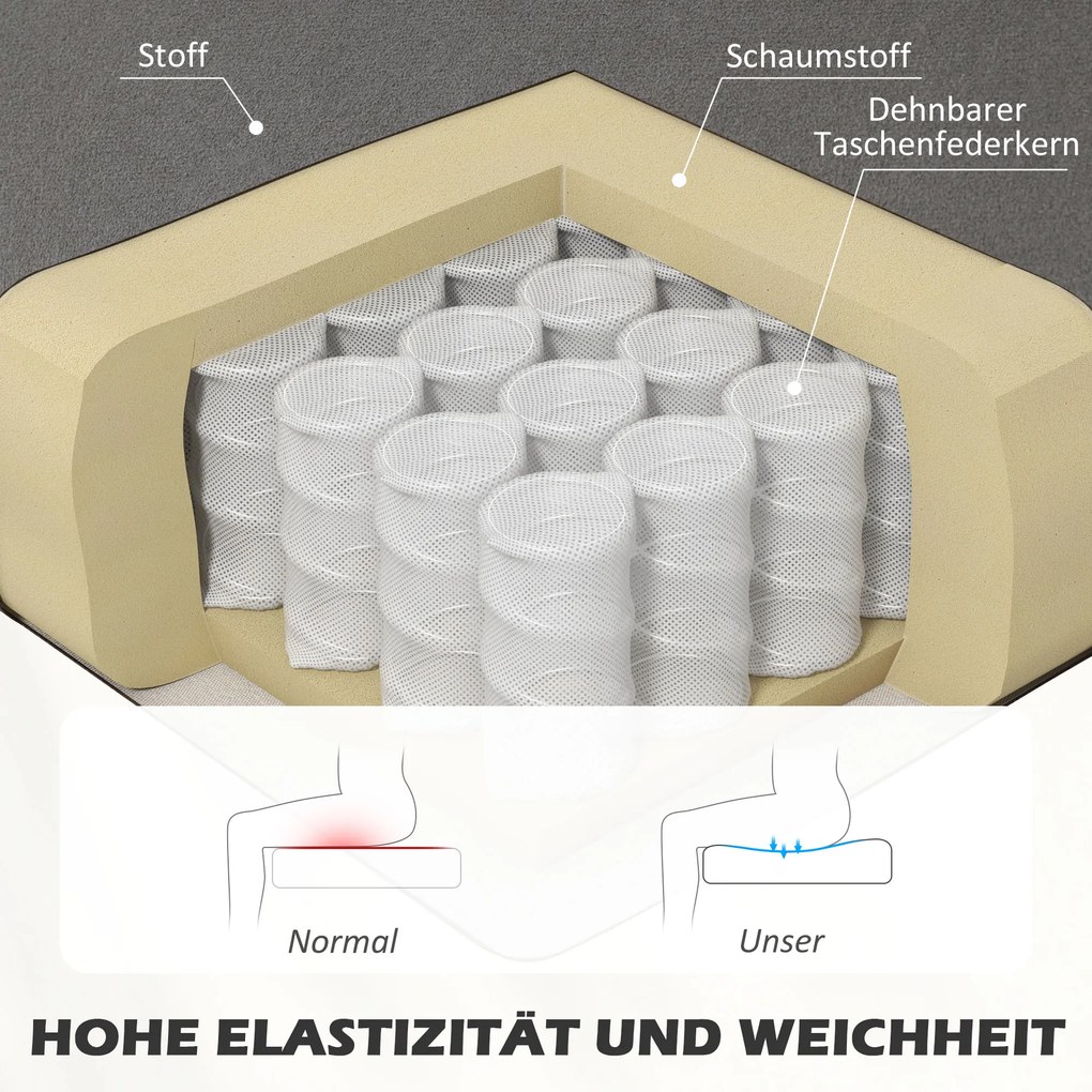 HOMCOM 2místná pohovka dvoumístný loveseat se vzhledem lnu, dvojsedák, dřevěné nohy, do 150 kg, tmavě šedá, 117 x 56,5 x 77 cm