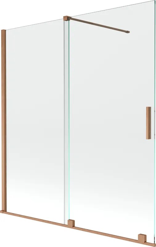 Mexen Velar, 2-křídlová posuvná vanová zástěna 150 x 150 cm, 8mm čiré sklo, měděná matná, 896-150-000-01-65