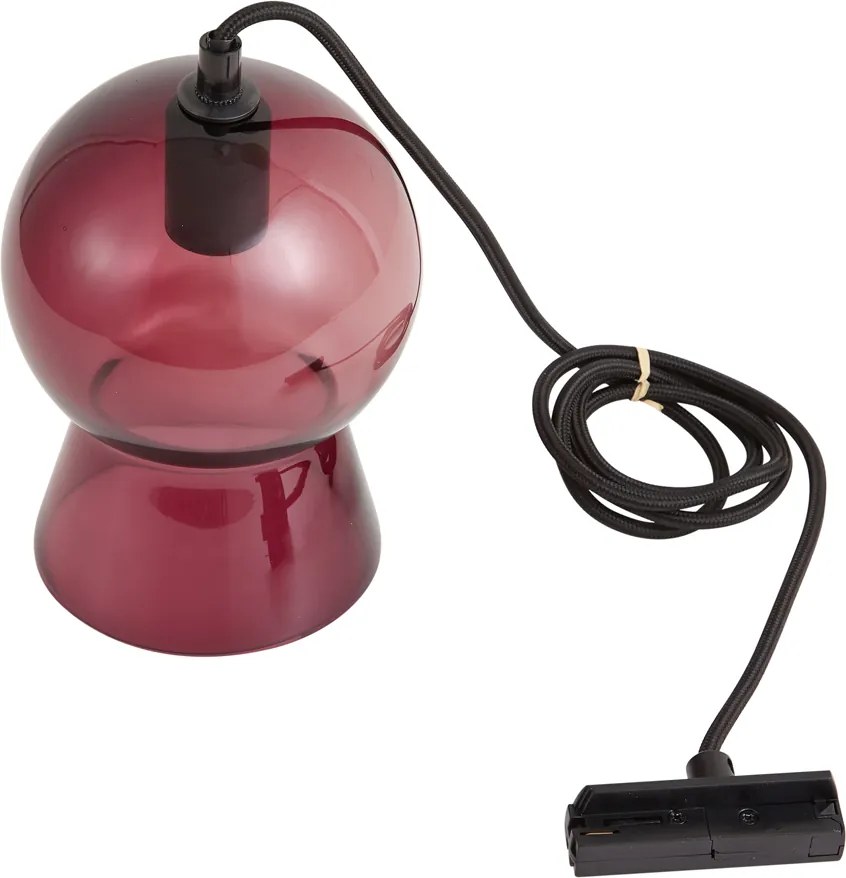 Retro závěsná lampa černá s fialovým sklem pro 1-fázový kolejnicový systém - Iconic Bell