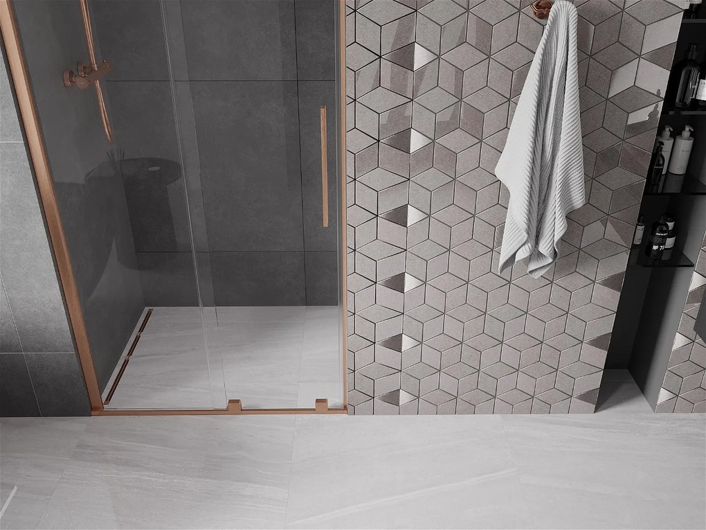 Mexen Velar, posuvné dveře do otvoru 70x200 cm, 8mm čiré sklo, měděná matná, 871-070-000-01-65