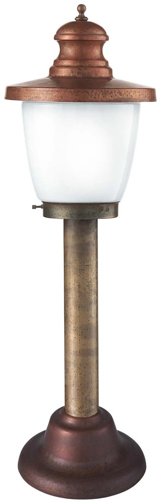 Il Fanale 248.12.ORB Venezia, venkovní stojanová lampa, 1x57W E27, mosaz, bílé sklo, výška 70cm, IP44