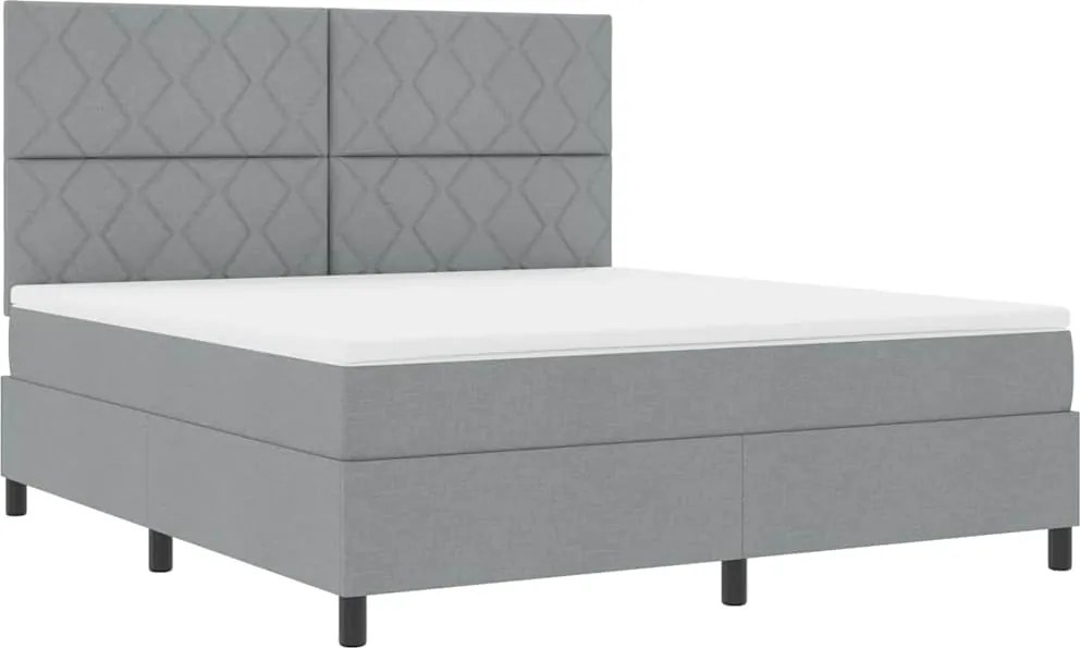 Postel s boxspringem s čelo Světle šedá 180 x 200 cm textil 3339483