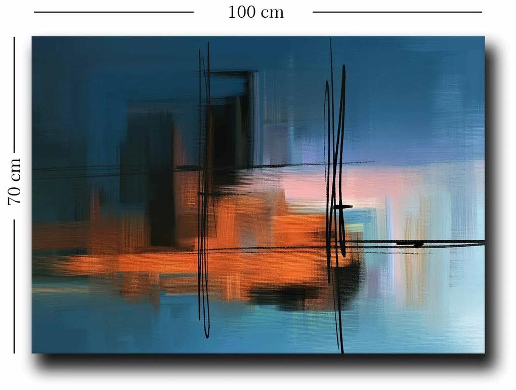 Wallexpert Dekorativní Malba na plátno 70100NISC-021, Modrá, Oranžová, Růžová, Černá